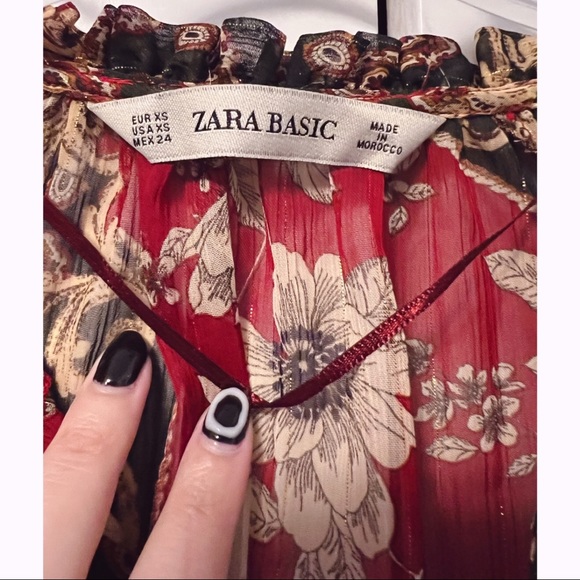 Zara | Tops | Nwt Zara Paisley Floral Sheer Patchwork Blouse Tunic Top ...